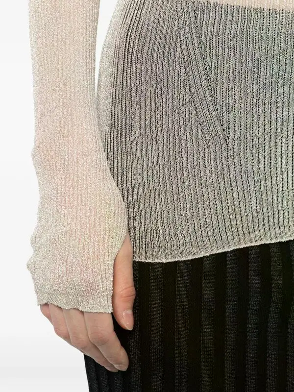 CFCL Metallic-effect Ribbed High Neck Top