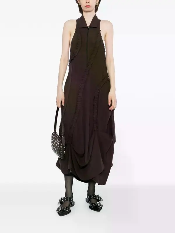 OPEN YY Ruffled-trim Zip-up Dress