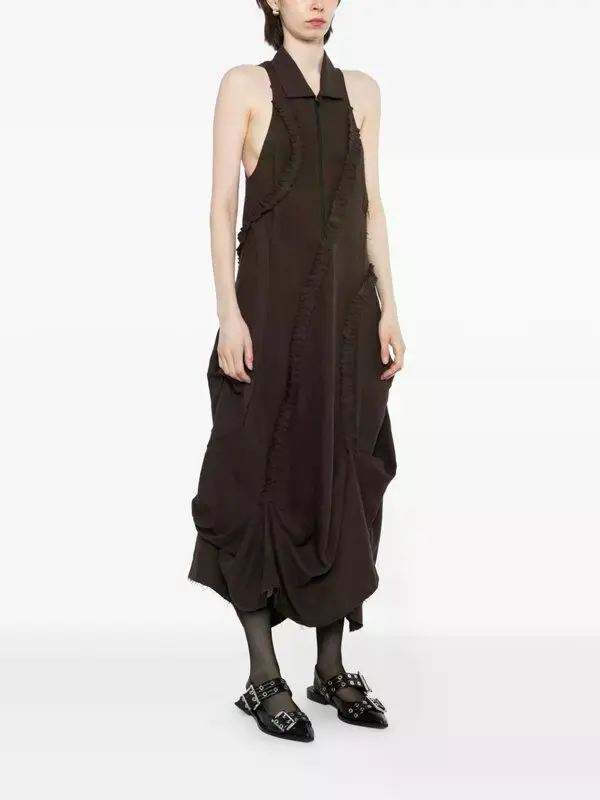 OPEN YY Ruffled-trim Zip-up Dress