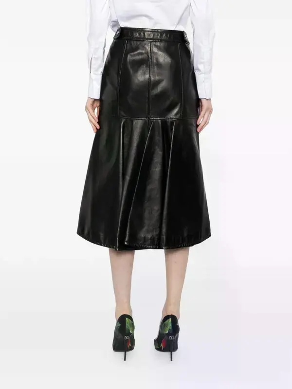 Alexander McQueen Button Detail Leather Skirt