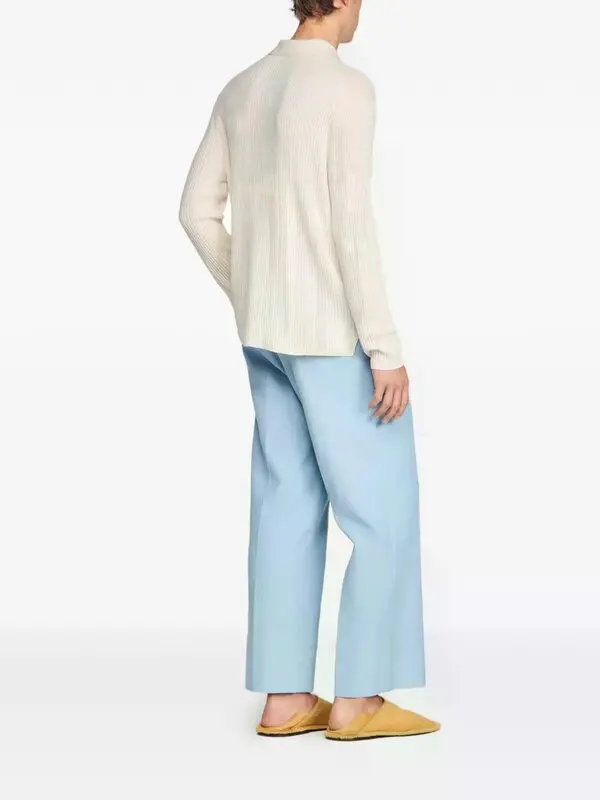Sandro Ribbed Cardigan With Shirt Collar
