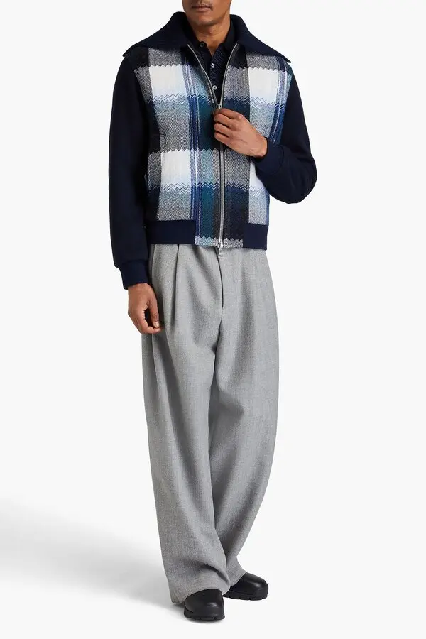 Missoni Checked Wool-jacquard And Felt Bomber Jacket