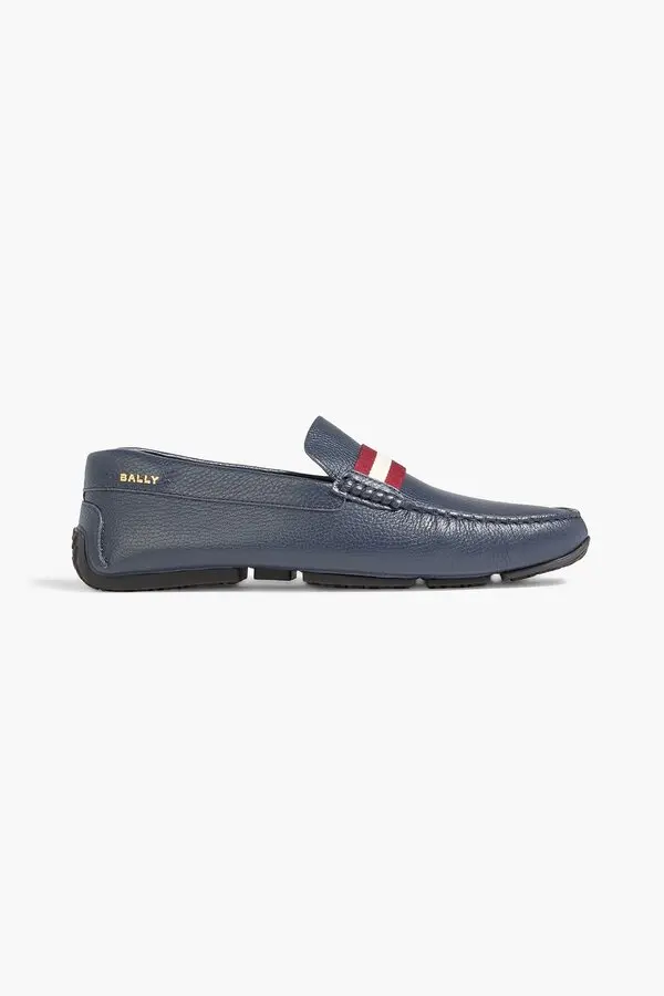 Bally Pebbled Leather Loafers With Grosgrain Trim