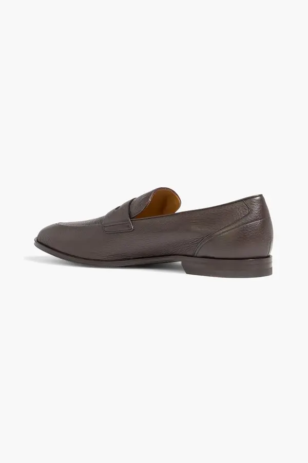 Bally Windsor Pebbled Leather Penny Loafers - Dark Brown