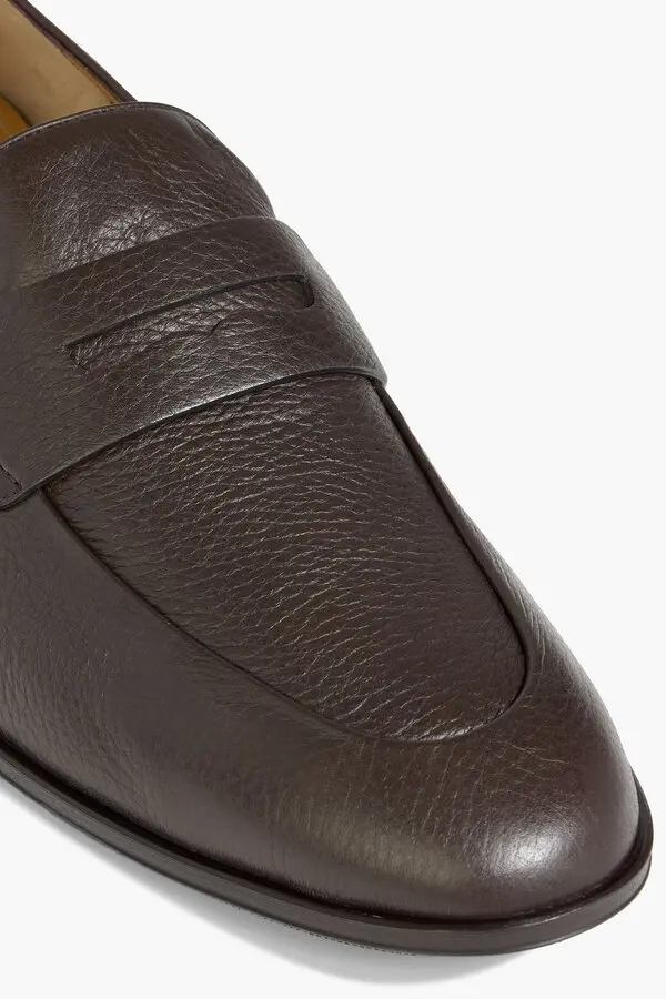 Bally Windsor Pebbled Leather Penny Loafers - Dark Brown