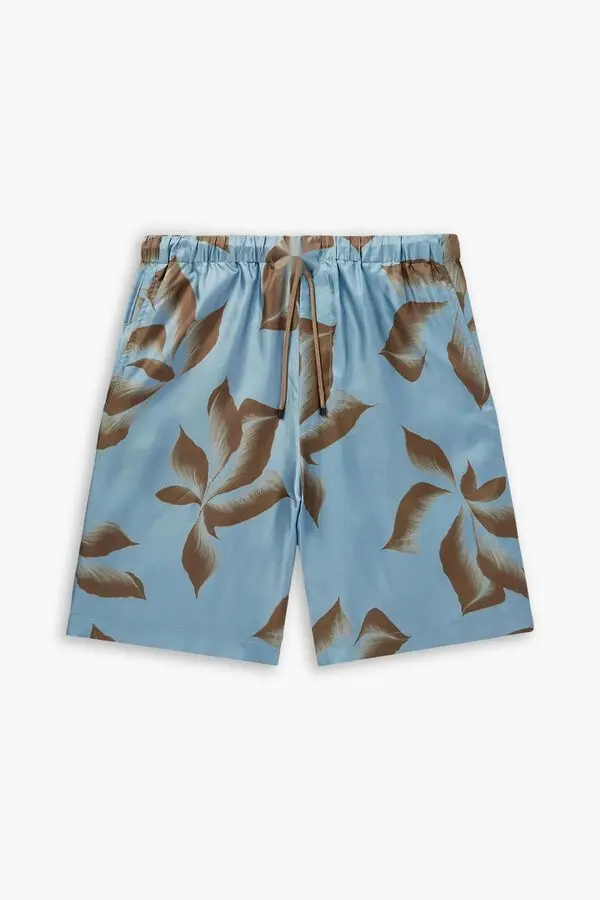 Dries Van Noten Straight-leg Printed Silk-twill Drawstring Shorts