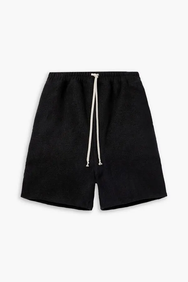 Rick Owens Straight Leg Cashmere Fleece Drawstring Shorts - Black