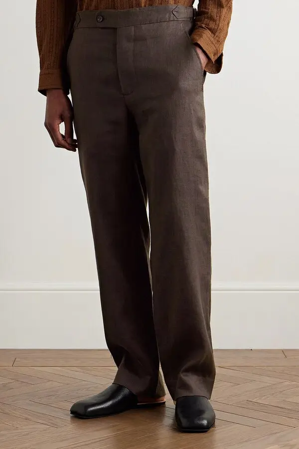 BODE Straight-leg Linen Suit Pants
