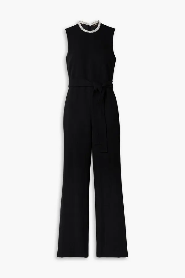 Adam Lippes Embellished Wool-crepe Jumpsuit - Black