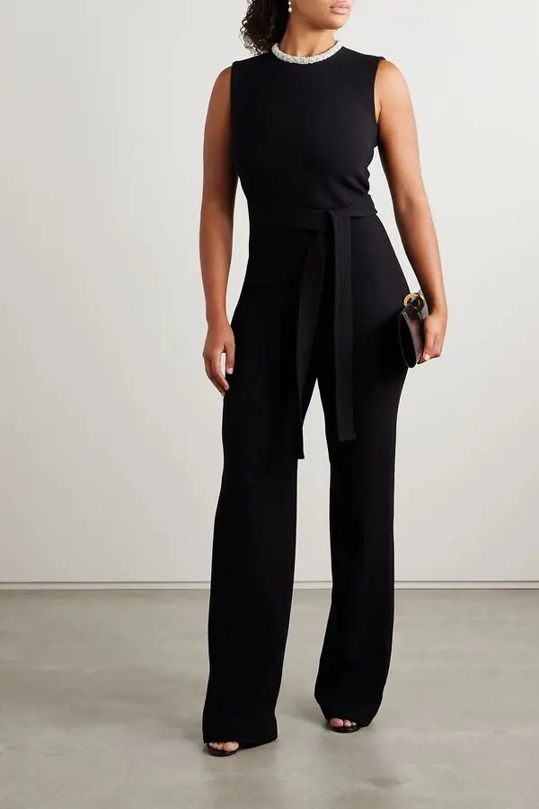 Adam Lippes Embellished Wool-crepe Jumpsuit