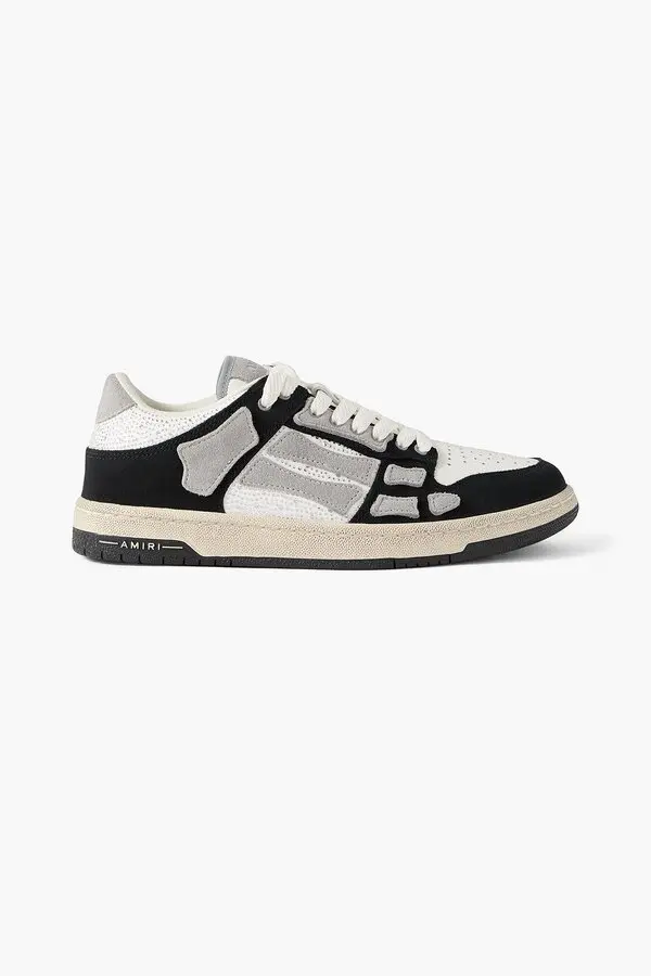 Amiri Crystal-embellished Suede-trimmed Leather Sneakers