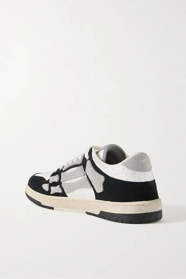 Amiri Crystal-embellished Suede-trimmed Leather Sneakers