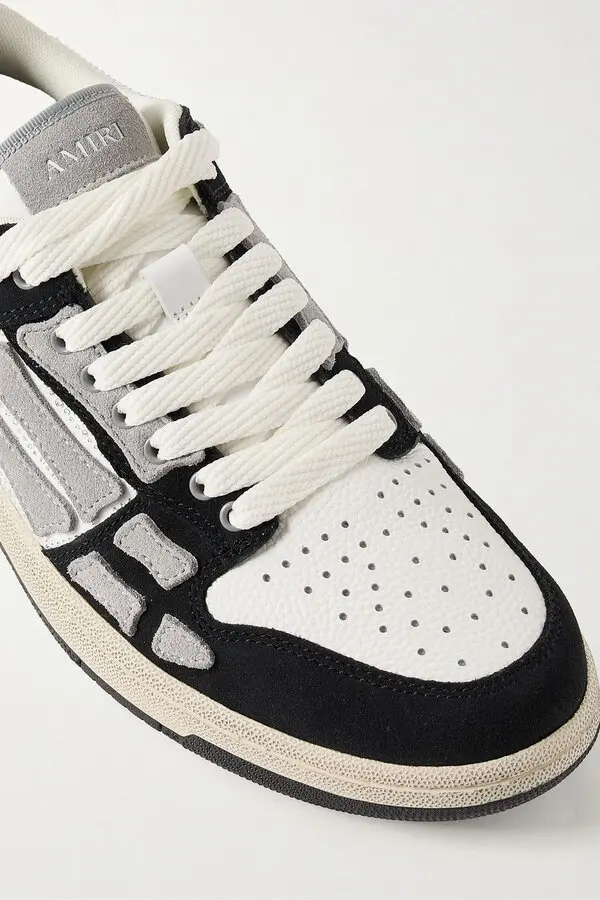 Amiri Crystal-embellished Suede-trimmed Leather Sneakers