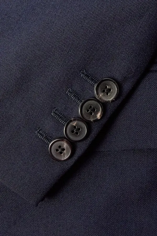 Dries Van Noten Grain De Poudre Wool Blazer - Navy