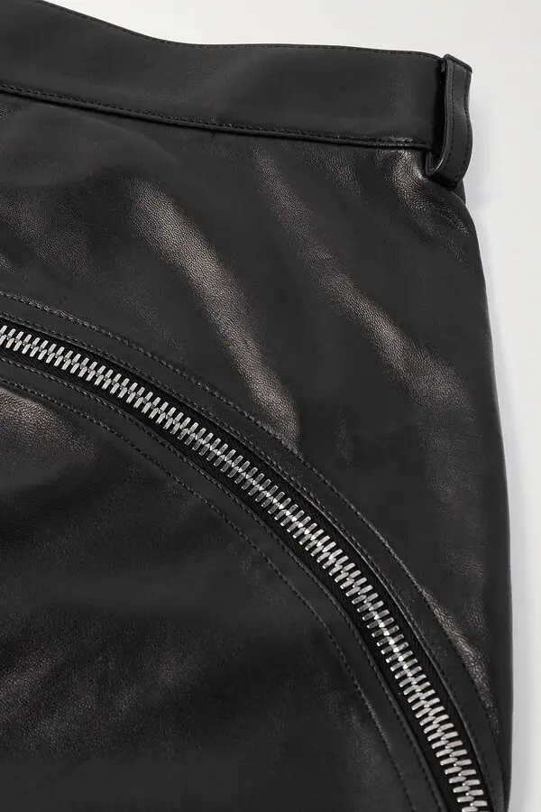 Rick Owens Bolan Banana Flared Zip-detailed Waxed Leather Pants - Black