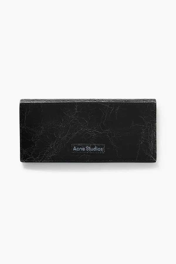 Acne Studios Logoprint Crackedleather Bifold Wallet - Black