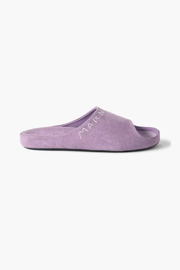 Marni Logo Embroidered Suede Slides