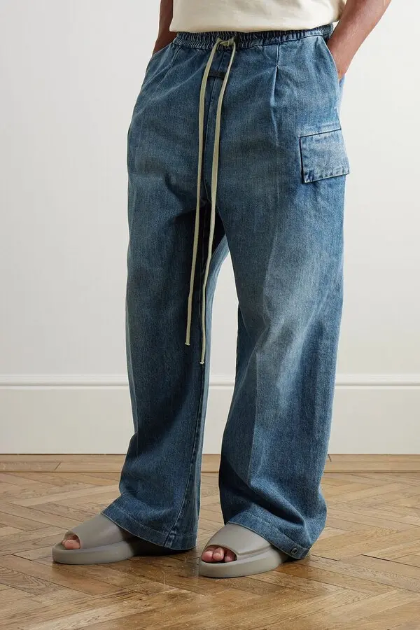 Fear Of God Wide-leg Denim Drawstring Cargo Jeans