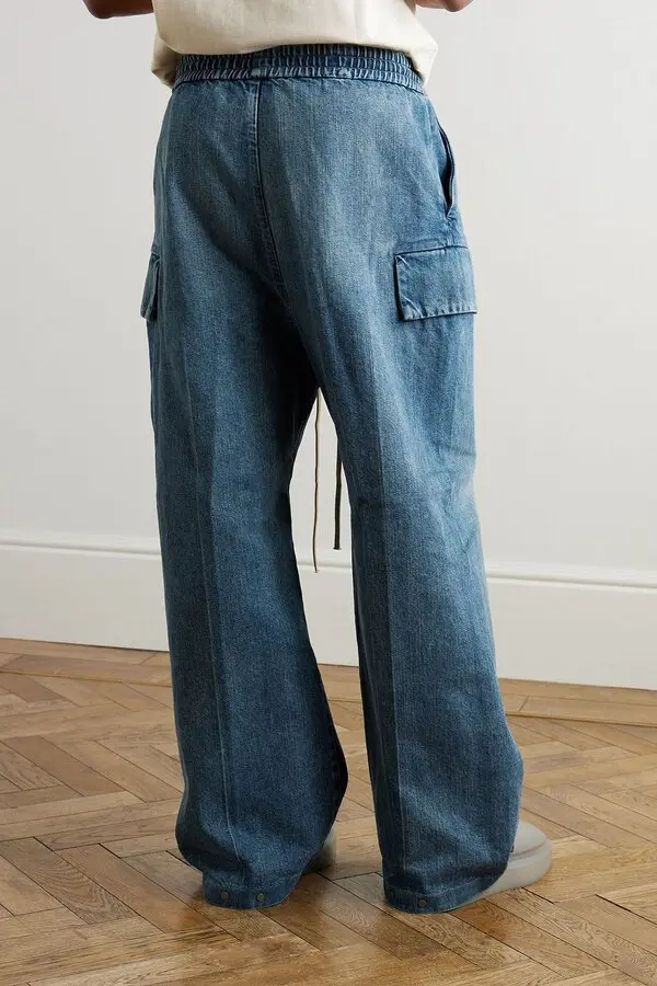 Fear Of God Wide-leg Denim Drawstring Cargo Jeans