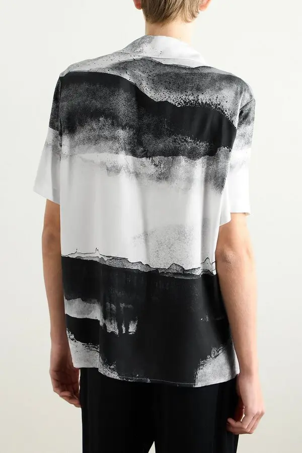 Balmain Moon Campcollar Logoembroidered Printed Twill Shirt