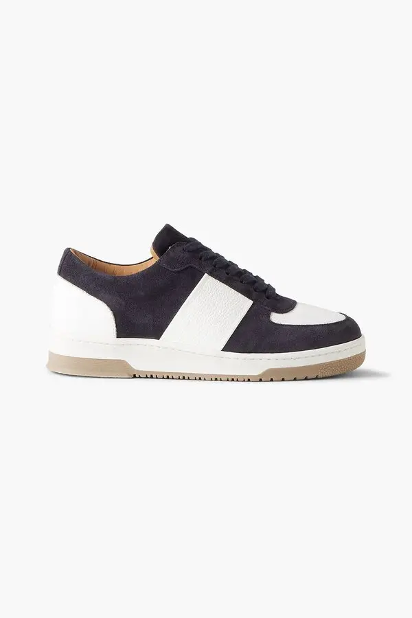 Mr P. Atticus Two-tone Suede And Leather Sneakers - Navy