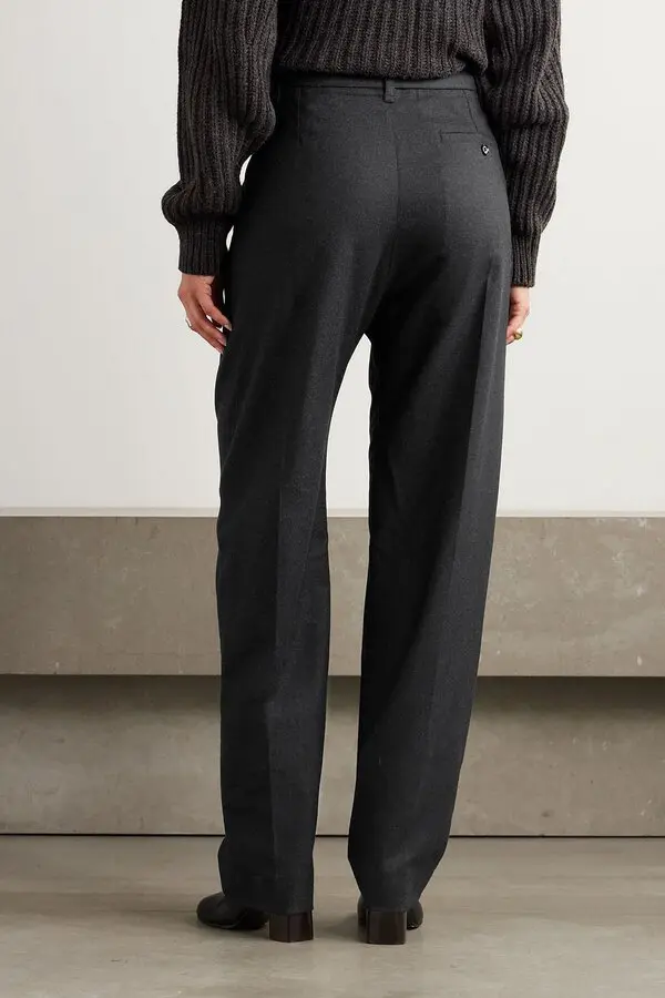 LEMAIRE Belted Pleated Cashmere-blend Tapered Pants