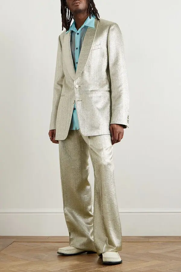 Dries Van Noten Shawlcollar Lamé Suit Jacket