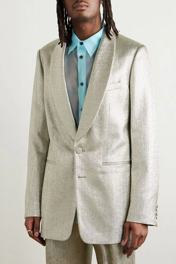 Dries Van Noten Shawlcollar Lamé Suit Jacket