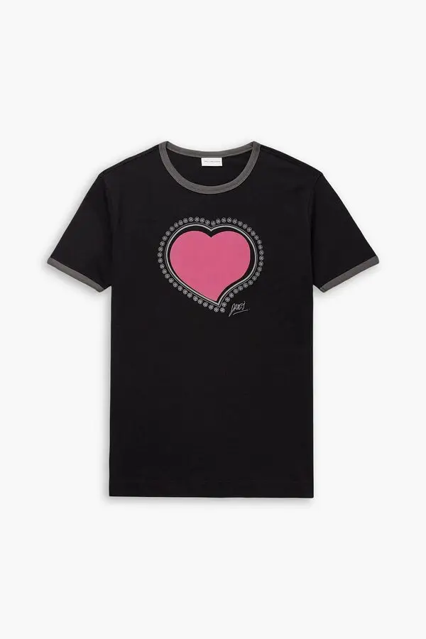 Dries Van Noten Slimfit Appliquéd Printed Cottonjersey Tshirt