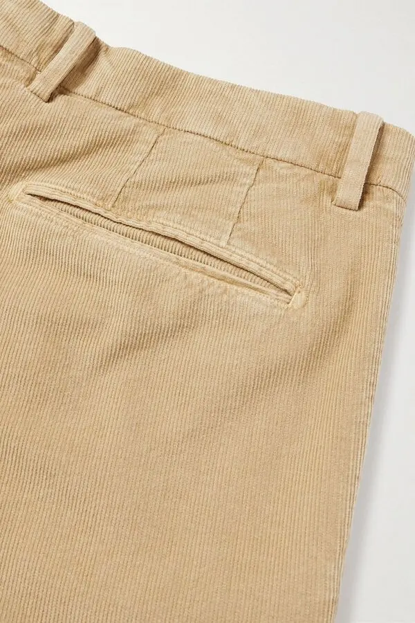 Boglioli Slim-fit Pleated Cotton-blend Corduroy Suit Trousers - Beige