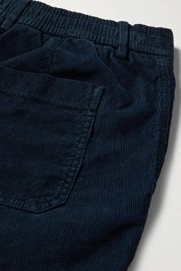 Mr P. Straight-leg Cotton-blend Corduroy Shorts - Navy