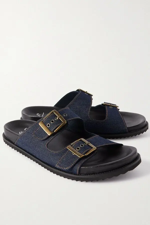 Mr P. Denim Buckled Slides