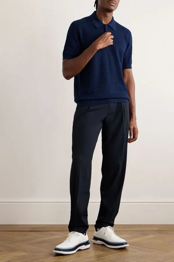 Mr P. Cableknit Merino Wool Golf Polo Shirt