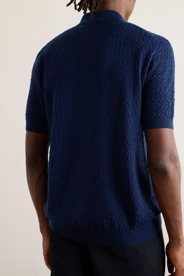 Mr P. Cableknit Merino Wool Golf Polo Shirt