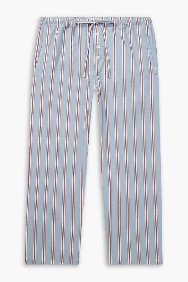 BODE Regatta Straight-leg Striped Cotton-voile Drawstring Pants - Light Blue