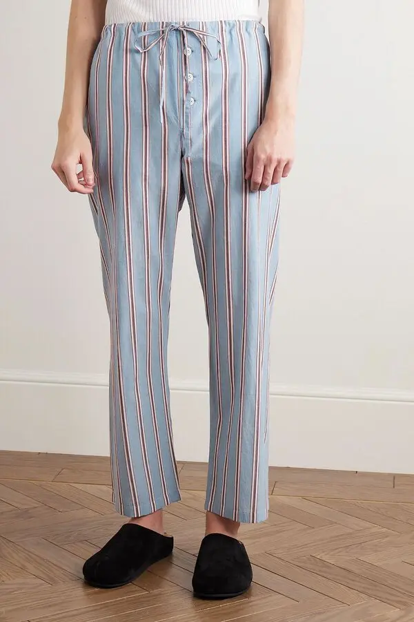 BODE Regatta Straight-leg Striped Cotton-voile Drawstring Pants