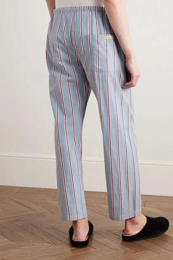 BODE Regatta Straight-leg Striped Cotton-voile Drawstring Pants