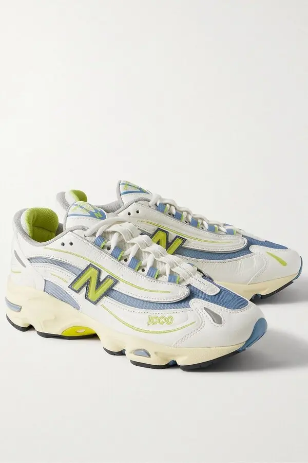 NEW BALANCE Embroidered Leather And Mesh Sneakers