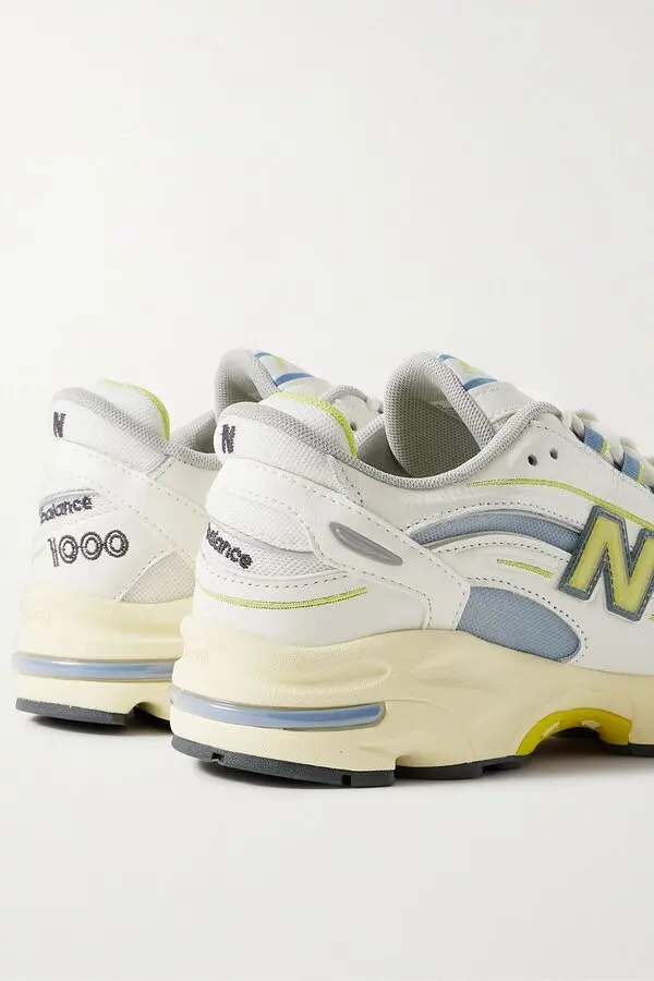 NEW BALANCE Embroidered Leather And Mesh Sneakers