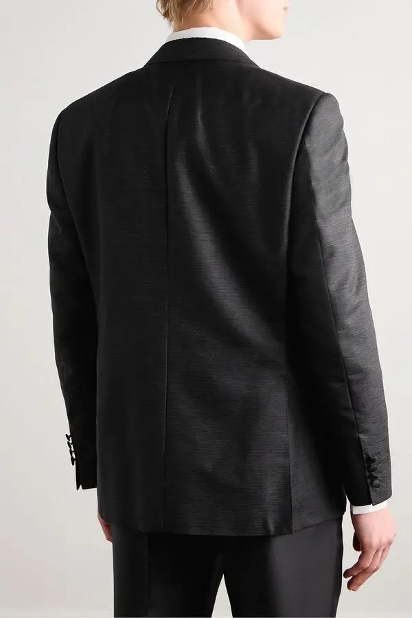 Canali Slimfit Satintrimmed Slubbed Wool And Silkblend Tuxedo Jacket
