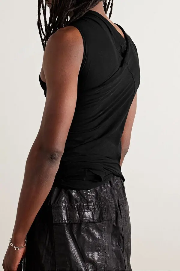 Rick Owens Banana Ruched Layered Cottonjersey Tank Top