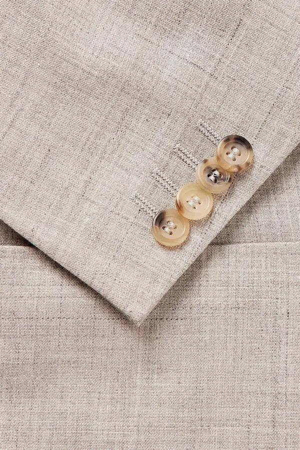Canali Kei Unstructured Doublebreasted Wool, Silk And Linenblend Blazer - Stone