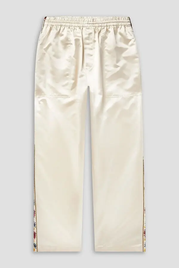BODE Candyfloss Straightleg Embroidered Voiletrimmed Satin Track Pants