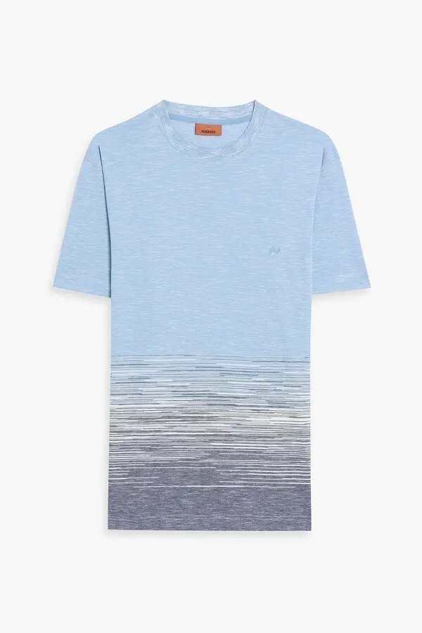 Missoni Spacedyed Cotton And Linenblend Piqué Tshirt - Light Blue