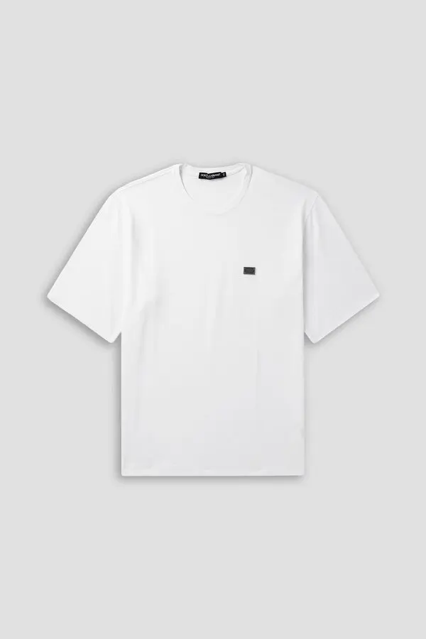 Dolce & Gabbana Logoappliquéd Cottonpiqué Tshirt