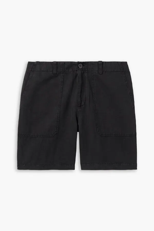 Mr P. Straight Leg Cotton And Linen-blend Cargo Shorts - Black
