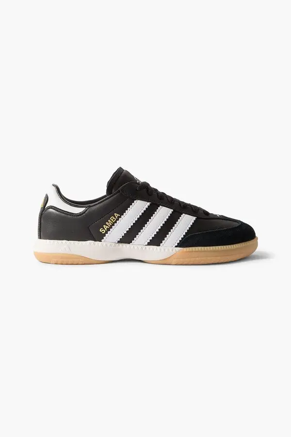 Adidas Samba Suede-trimmed Leather Sneakers - Black
