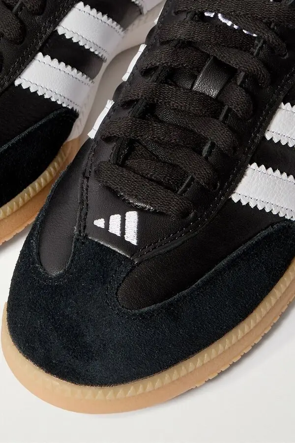 Adidas Samba Suede-trimmed Leather Sneakers - Black