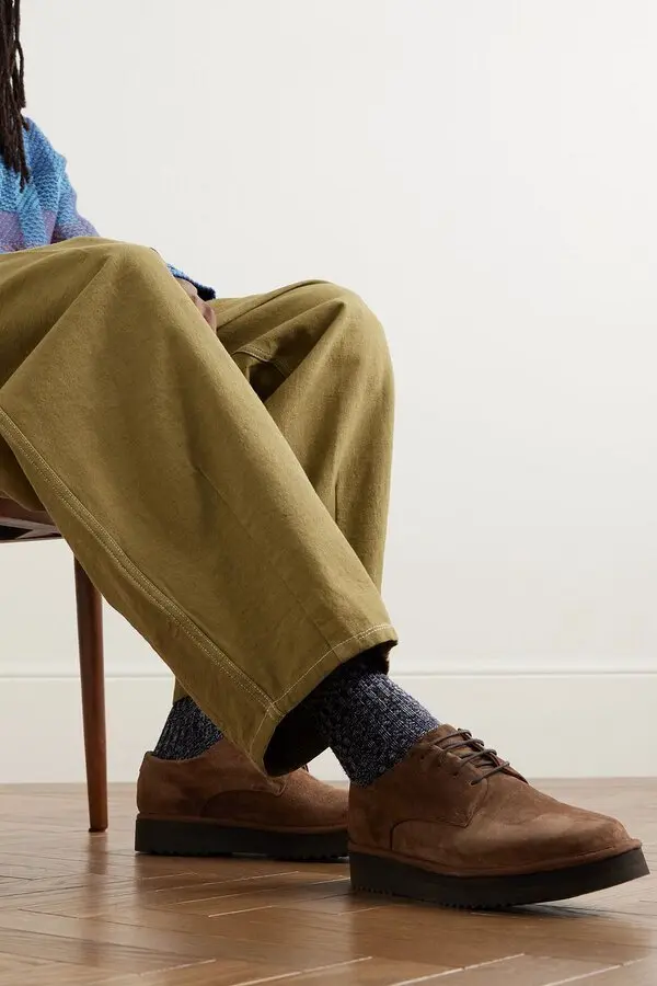 Grenson Byron Suede Derby Shoes With Webbing Trim