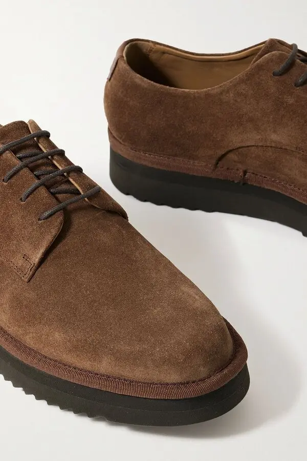 Grenson Byron Suede Derby Shoes With Webbing Trim